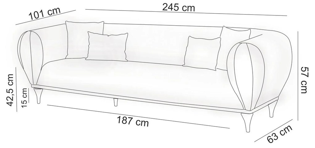 Hanah Home Třímístná pohovka MEBLON krémová 867UNQ1551