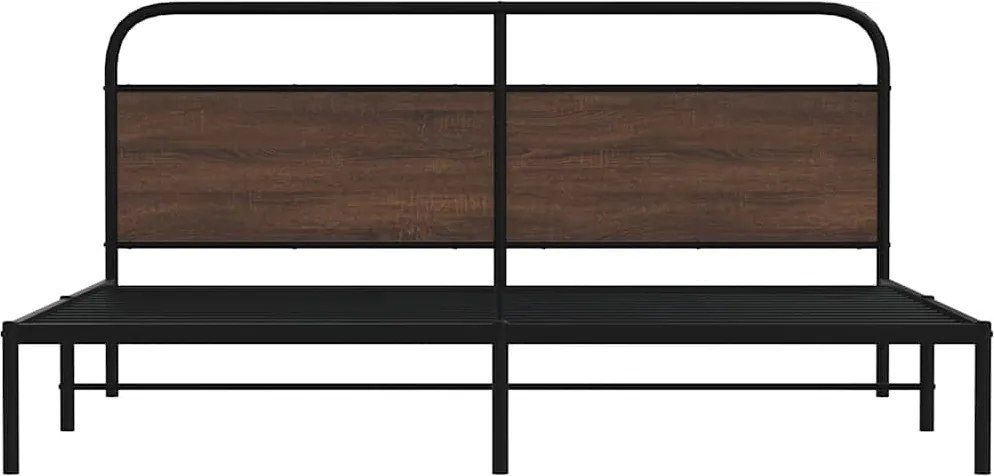 Kovový rám postele bez matrace hnědý dub 183 x 213 cm 3318657