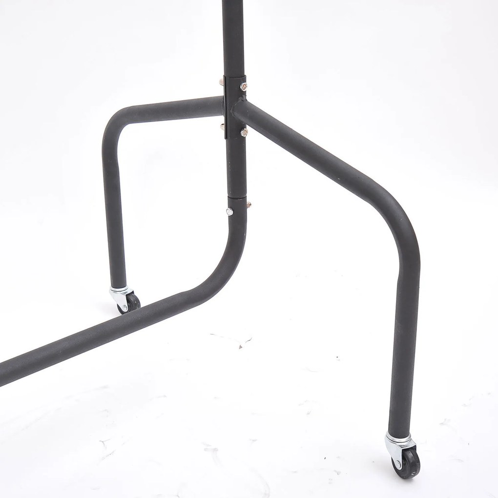 HOMCOM Oblekový Stojan na Kola Pevná Železná Tyč na Oblečení Stojan na Kabáty Nosnost 140 Kg 120 x 60 x 170 cm v Černém Oceli