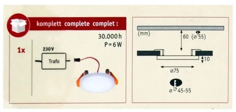 Paulmann 92387 - LED/4,5W IP44 Koupelnové podhledové svítidlo VARIFIT 230V