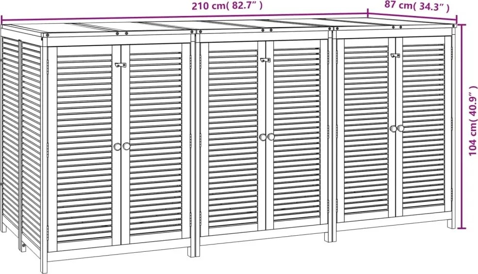 vidaXL Zahradní úložný box 210 x 87 x 104 cm masivní akáciové dřevo [3155243]