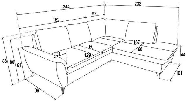 Rohová sedací souprava Geneva, oceánská modrá látka, pravý roh