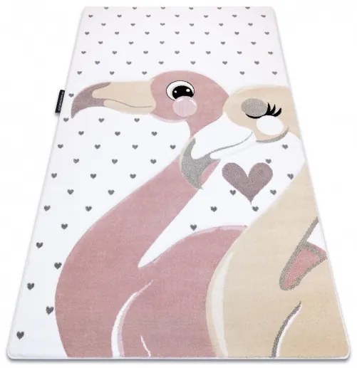 Dywany Łuszczów, Dětský kusový koberec Petit Flamingos hearts cream, 160x220, růžová, dětský pokoj