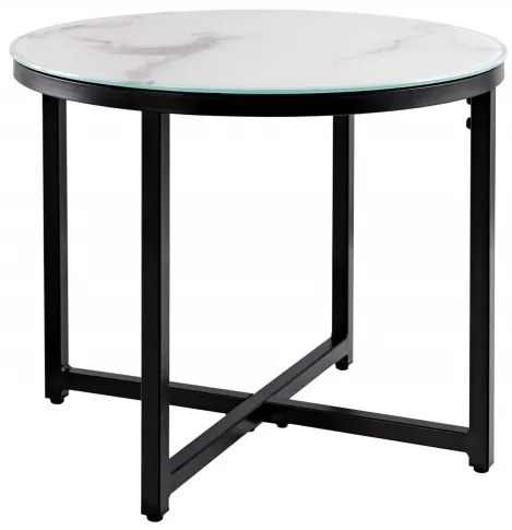 Bílý kulatý odkládací stolek Elegance 50 cm