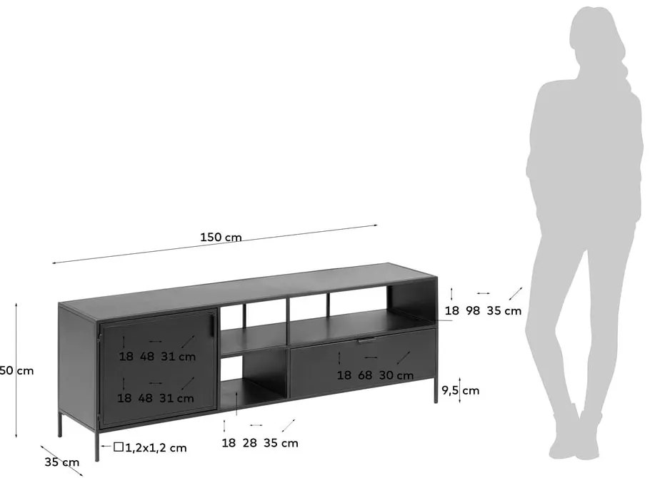 Černá TV komoda Kave Home Shantay