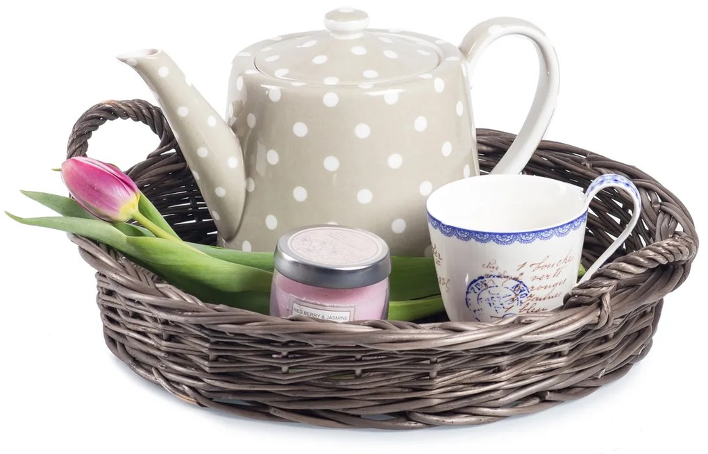 Podnos proutěný provence Bakke V. průměr 35 x v.6(cm)