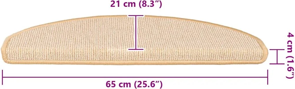 Schodové rohože 15 ks 65 x 21 x 4 cm krémové, půlkulaté, velké 149861