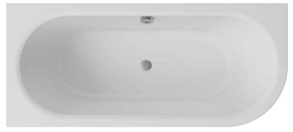 Besco Avita A-line volně stojící akrylátová vana se sifonem, napouštění přes přepad, bílý lesk Délka vany: 160cm, Orientace: Pravá