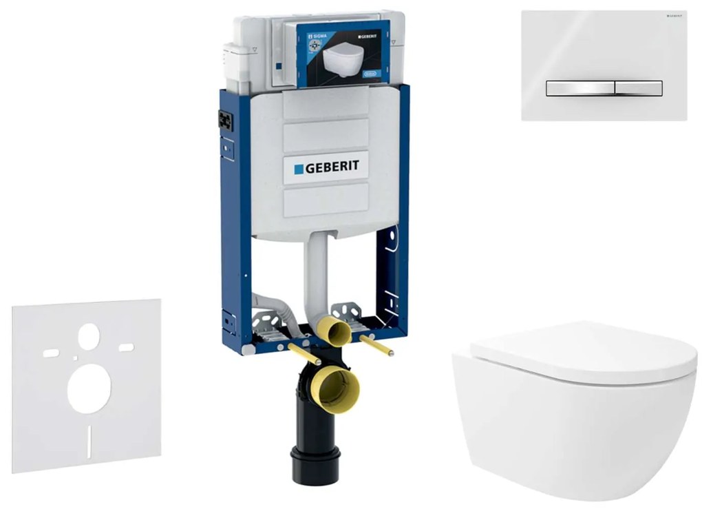 Geberit Kombifix - Set předstěnové instalace, klozetu Oudee Vortex a sedátka softclose, tlačítko Sigma50, chrom/alpská bílá SANI15CA3183
