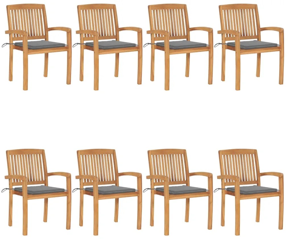 Stohovatelné zahradní židle s poduškami 8 ks masivní teak 3073241