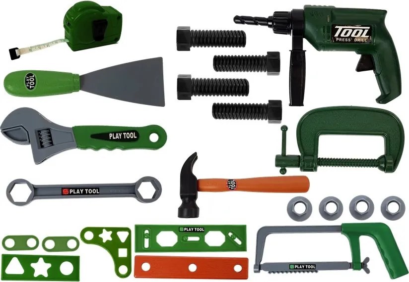 LEAN Toys Sada nářadí pro domácího kutila v kufříku – zelená