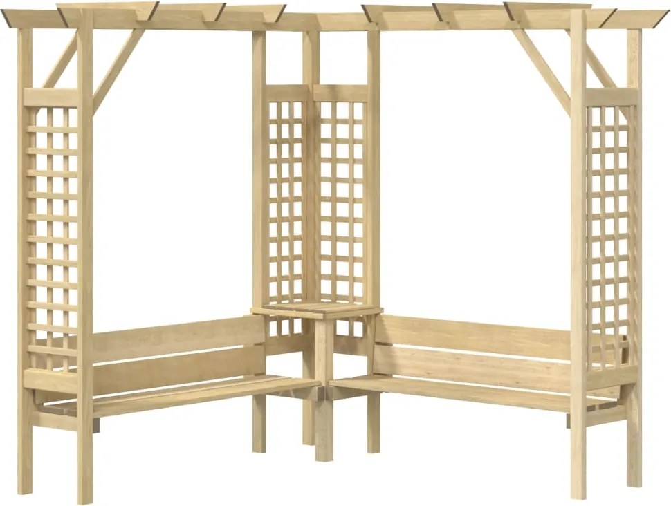 vidaXL Rohová pergola s lavicí impregnovaná borovice