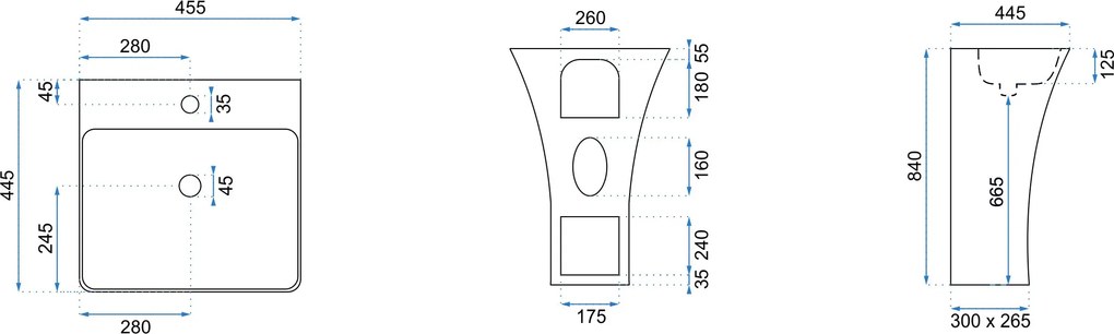 Rea Ada Slim, volně stojící umyvadlo, bílá lesklá, REA-U9902