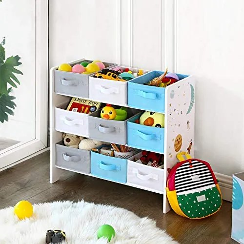 Dětský regál na hračky s 9 boxy, motiv vesmír GKR033WZ01