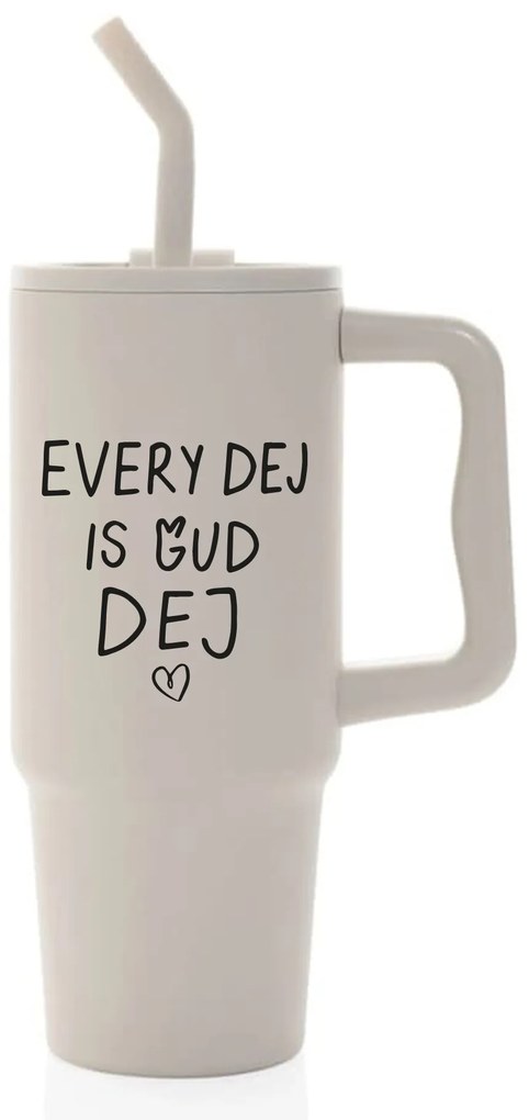 EVERY DEJ IS GUD DEJ - béžový cestovní termohrnek 900 ml