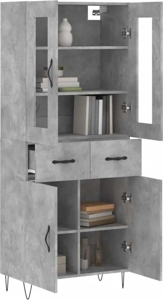 Skříň highboard betonově šedá 69,5x34x180 cm kompozitní dřevo 3198565