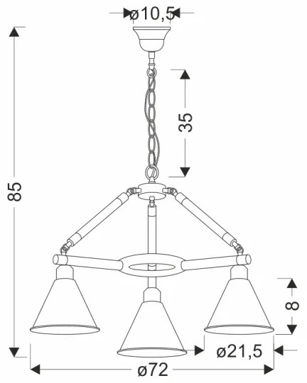 Lustr na řetězu NEGRU 3xE27/40W/230V černá/hnědá