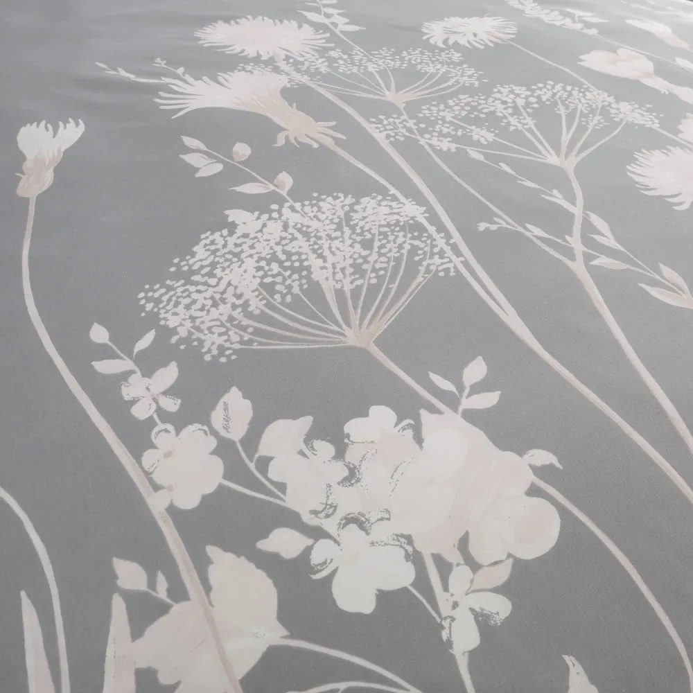Šedé povlečení na jednolůžko 135x200 cm Meadowsweet Floral – Catherine Lansfield