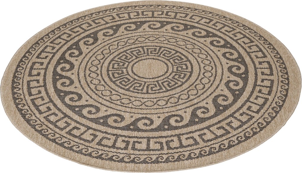 Ayyildiz, Kusový koberec Comilla 887 Black kruh, 200x200 (průměr) kruh, hnědá, chodba / předsíň