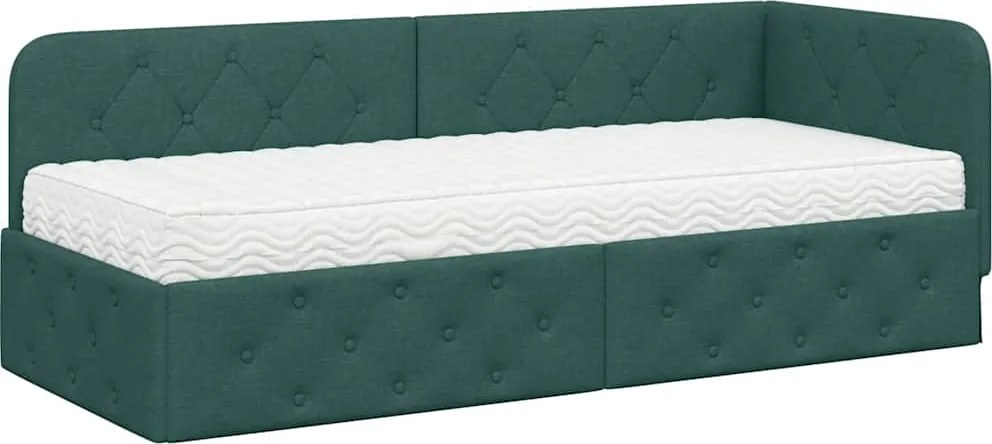 Rohový rám postele Tmavě zelená 80 x 200 cm textil 3394033