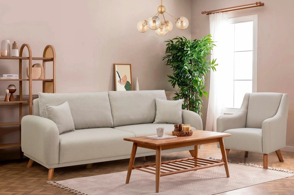 Set křesla a pohovky HERA krémový 237 cm