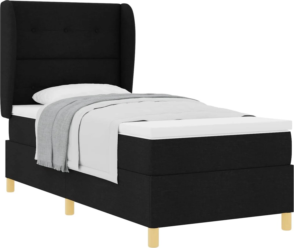 Postel s boxspringem s čelo Černý 200 x 80 cm textil 3340720