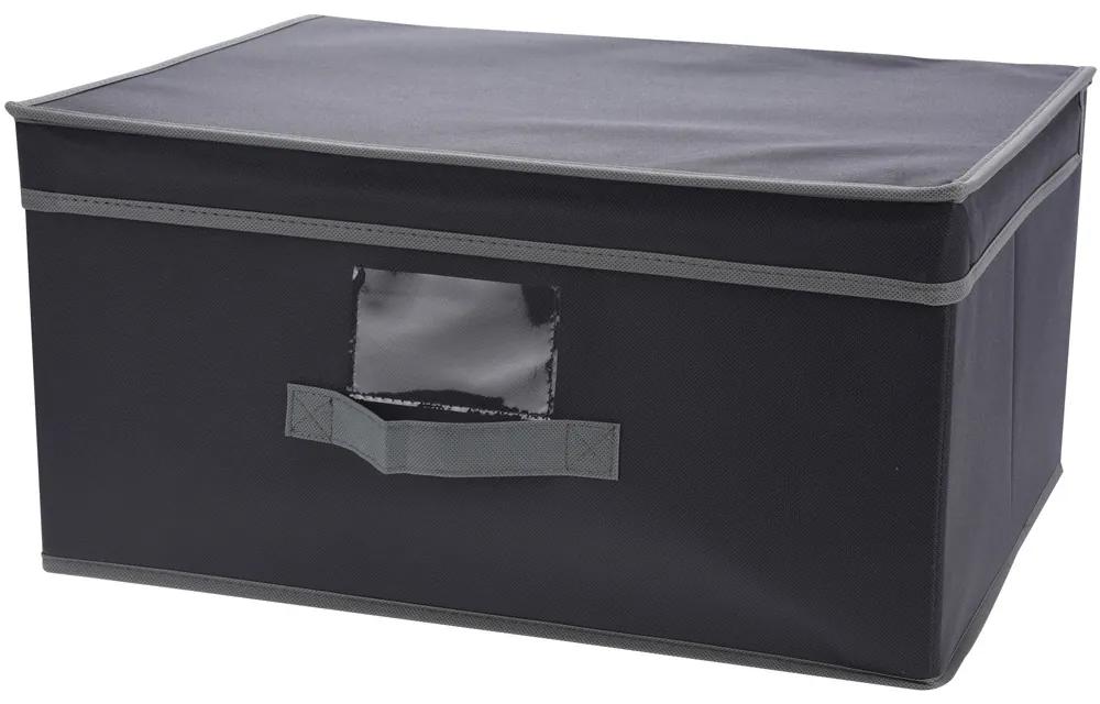 Skládací textilní kontejner s víkem, šedá barva,  31x28 cm