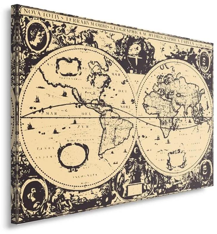 CARO Obraz na plátně - Vintage World Map 120x80 cm