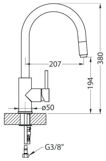 ALVEUS 1129020 - Dřezová baterie s vytahovací sprškou DELOS 38 cm granit/béžová