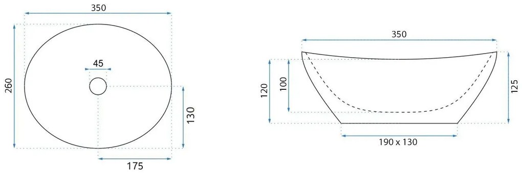 Keramické umyvadlo na desku REA SOFIA MINI mramor lesk