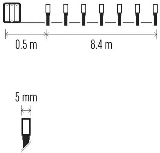 Vánoční řetěz LED 8,4 m, studená bílá