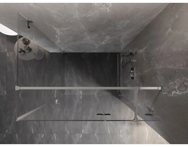 Mexen Lunar T, sklopný pravý sprchový kout 140 x 100 cm, 8mm čiré sklo, chromový profil, 834T-140-100-01-00-P