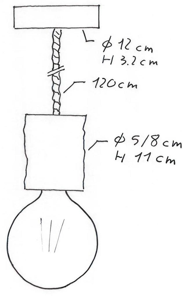 creative cables Závěsná lampa s XL námořnickým kabelem a malou dřevěnou objímkou s kůrou Barva: Hnědá