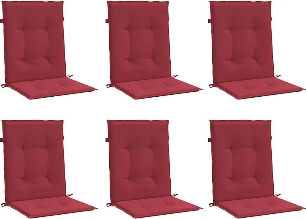 Podušky na židli nízké opěradlo 6 ks vínové 100x50x3 cm oxford 314142