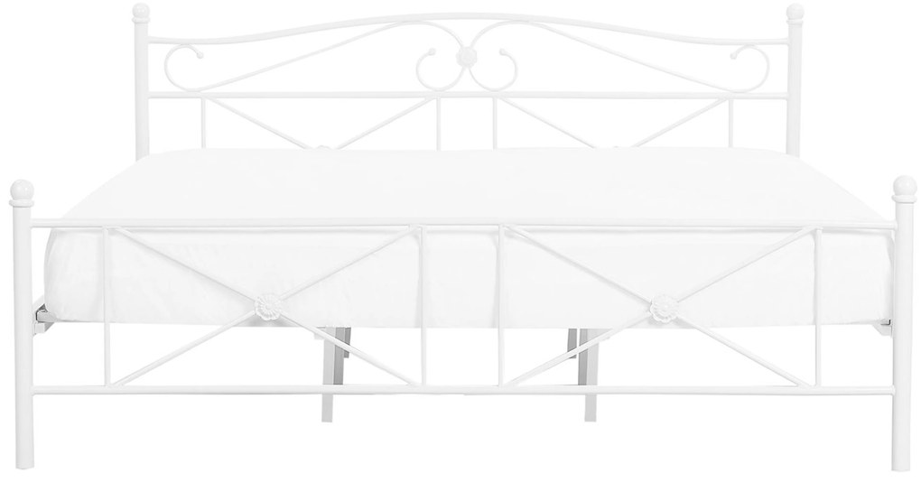 Bílá kovová postel s rámem 160 x 200 cm  RODEZ Beliani
