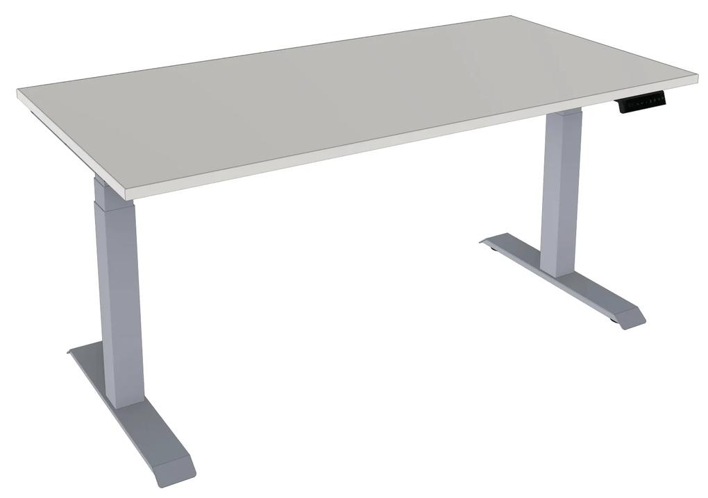 NOBL Dynamic + Elektr. nastavitelný polohovací stůl 160x80 s pamětí Dynamic + Dekor stolové desky: bílá, Barva podnože: šedá