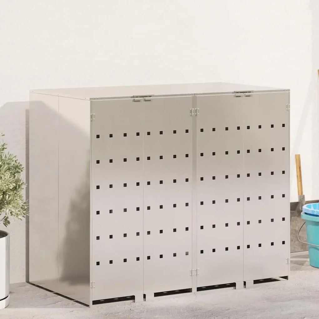 Úložný box na 3 popelnice Nerezová ocel Stříbrná 3394788