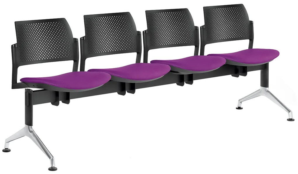 LD SEATING Čtyřmístná lavice DREAM+ 145/4-N1, opěrák a plasty bílé