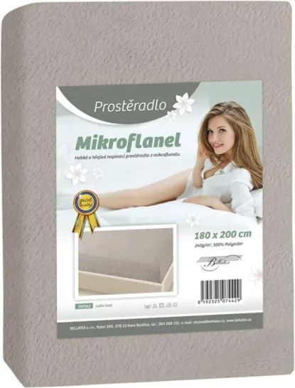 Bellatex Prostěradlo Mikroflanel Šedá rozměr 90x200 cm