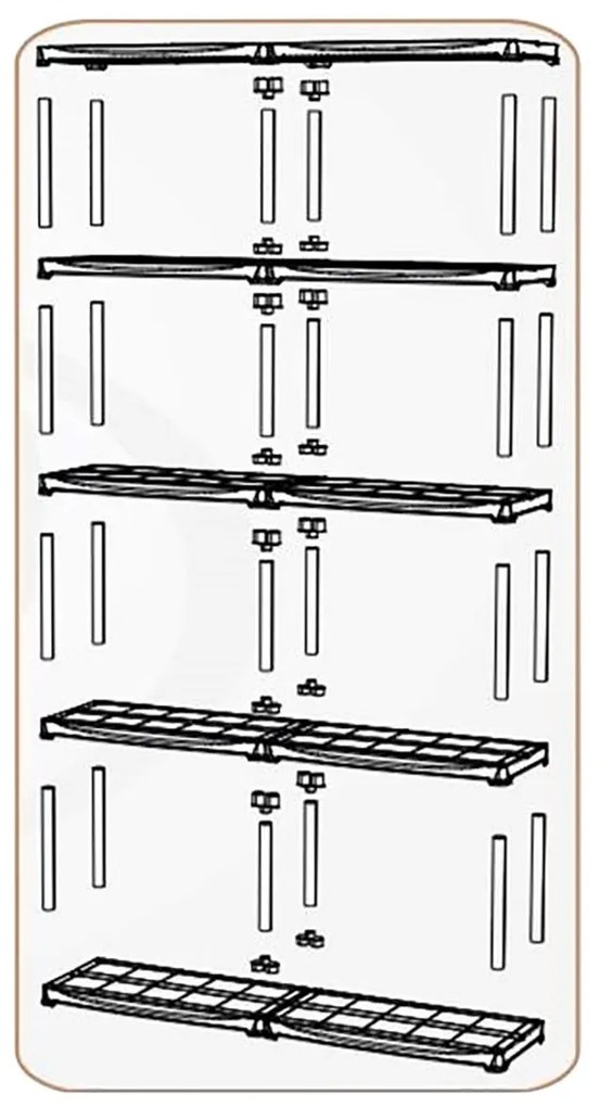 KIS-KETER Tribac 009509BK Regál Plus, 5 polic, šířka 75 cm