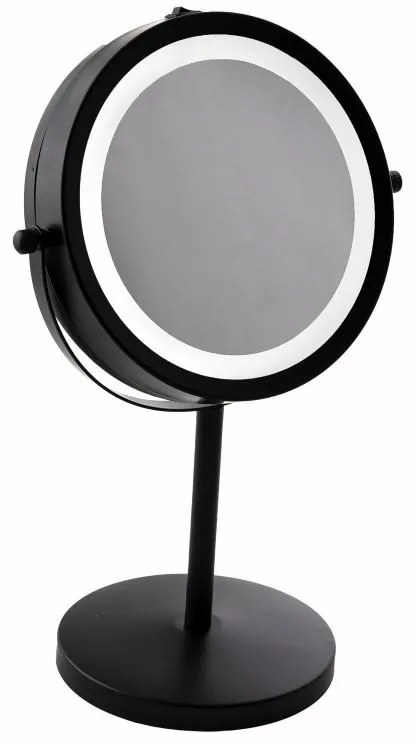 Erga Kimi, zvětšovací kosmetické zrcadlo s LED podsvícením 210x320 mm, černá matná, ERG-YKA-CH.KIMI-BLK