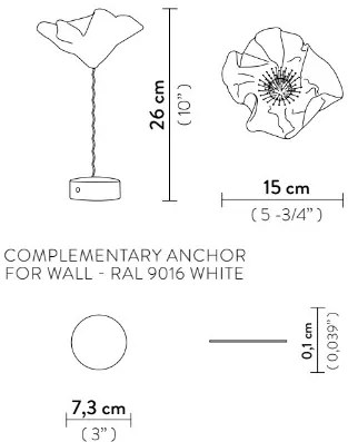 Slamp Lefleur Velvet, stolní designová lampička na baterii, 1,3W LED 2700K, výška 26cm