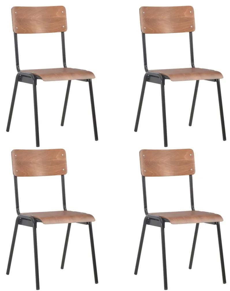 Jídelní židle 4 ks hnědé masivní překližka ocel - Default Title