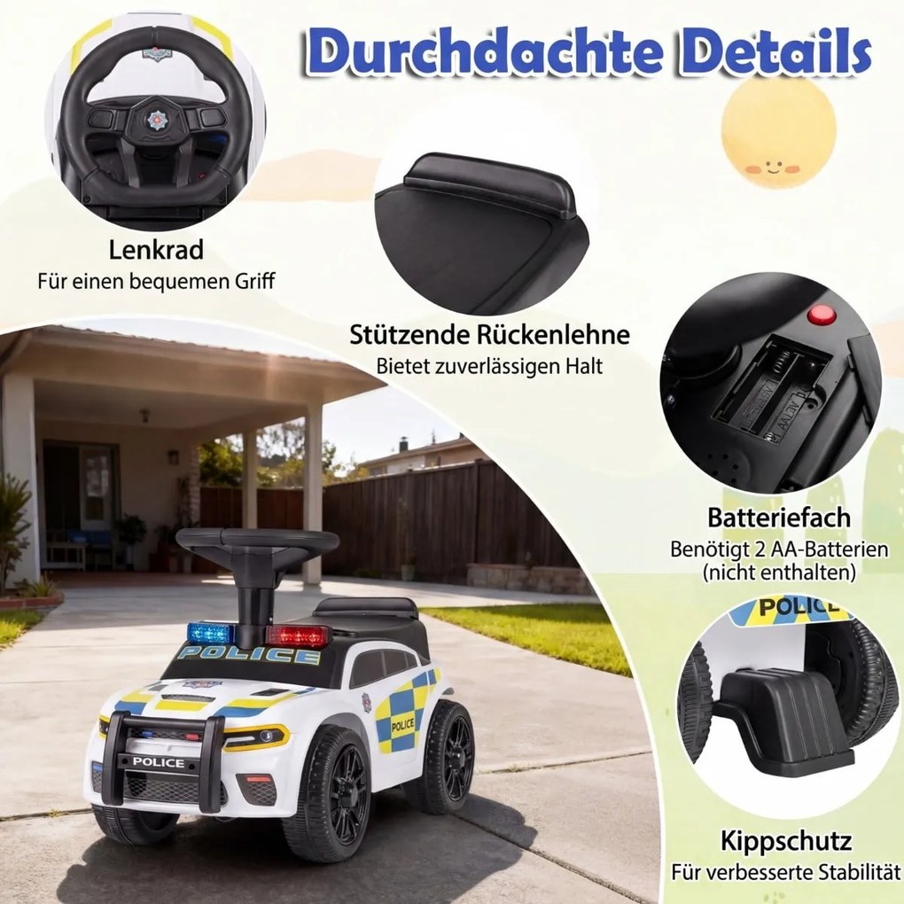 Costway Policejní auto pro batolata Auto s blikajícími světly Hudební siréna