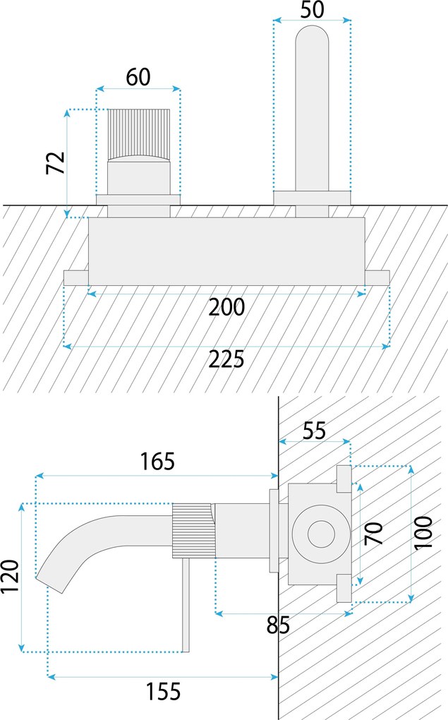 Rea Lungo Grip, podomítková umyvadlová baterie, zlatá matná, REA-B7431