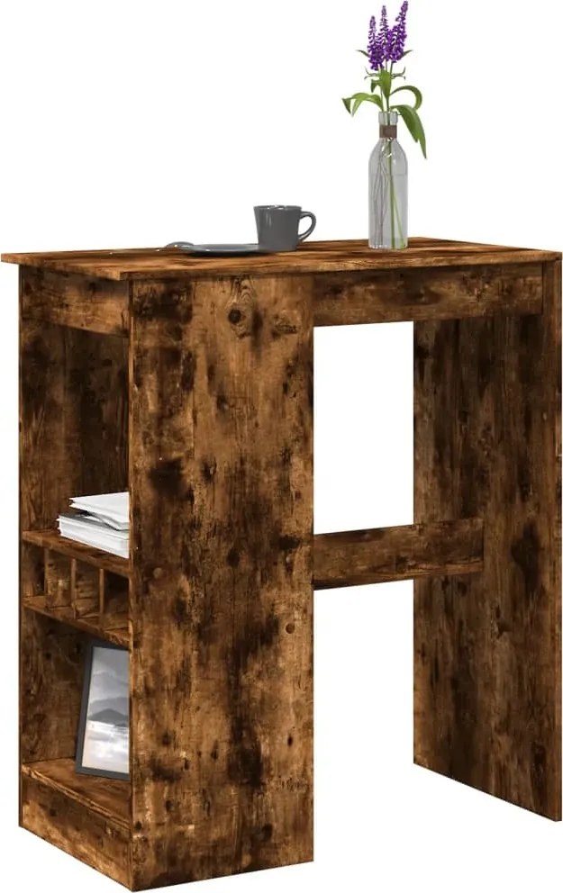 vidaXL Barový stůl s regály 90 x 47,5 x 103,5 cm kompozit [854337] Barva: kouřový dub
