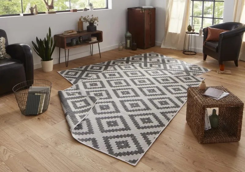 NORTHRUGS - Hanse Home koberce Kusový koberec Twin-Wendeteppiche 103132 grau creme – na ven i na doma - 80x350 cm