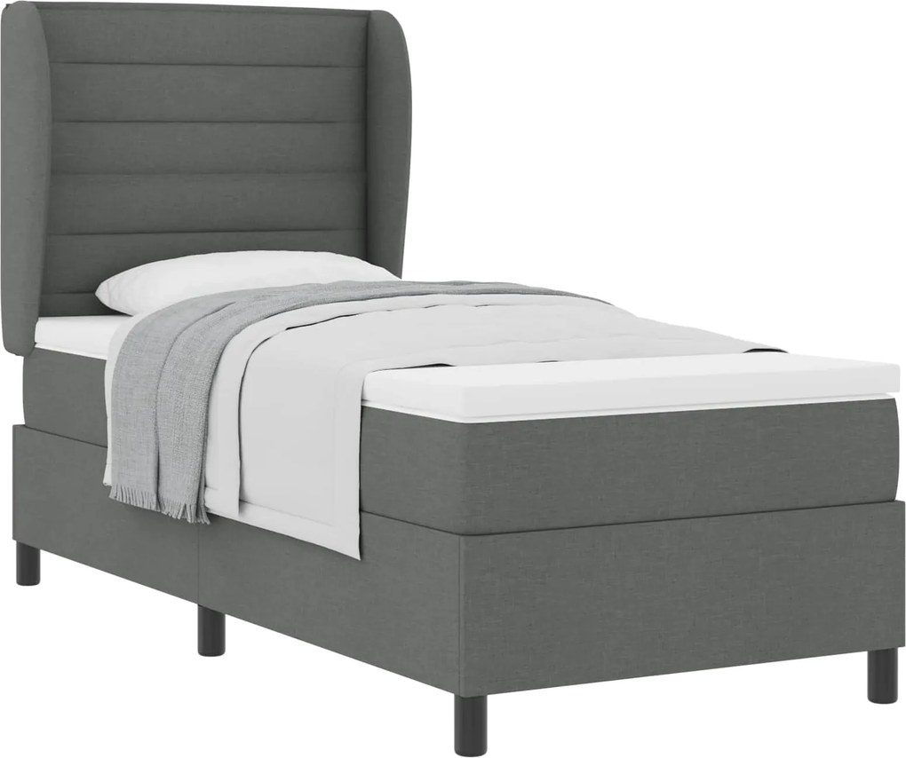 Postel s boxspringem s matrací Tmavě šedá 80 x 200 cm textil 3340467