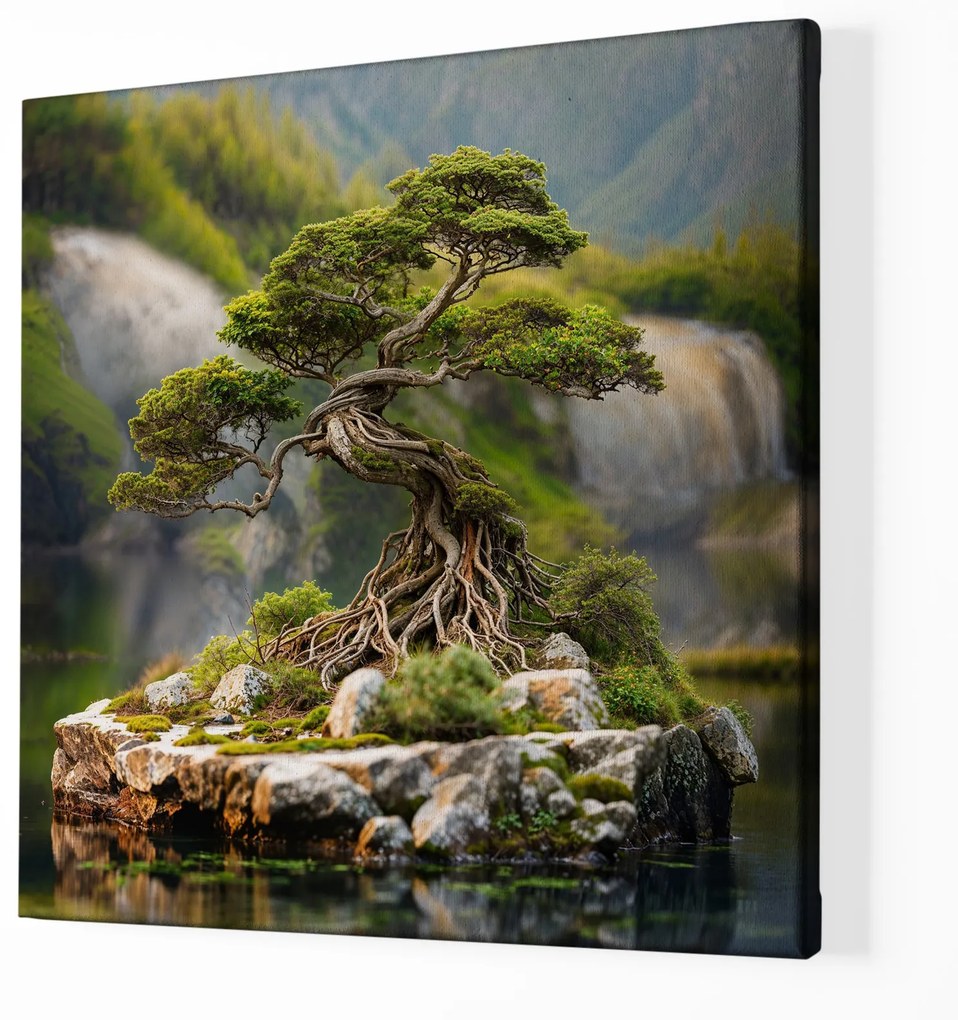 Obraz na plátně - Strom života Ostrovní Bonsai FeelHappy.cz Velikost obrazu: 80 x 80 cm