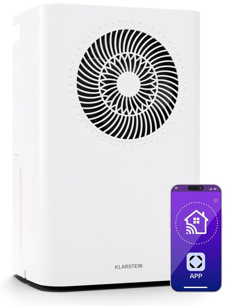 Klarstein CircleDry Smart 12 L odvlhčovač, 12 l/den, 260 W, 25-30 m², WiFi, časovač, filtr